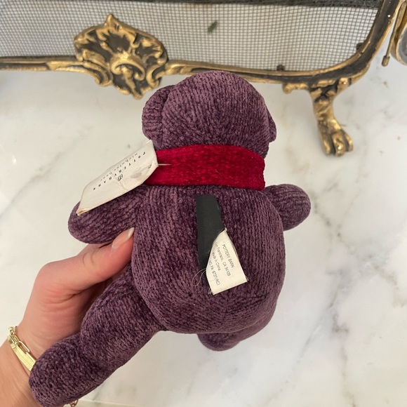 Pottery Barn | Toys | Pottery Barn Purple Teddy Bear Red Scarf Stuffed ...